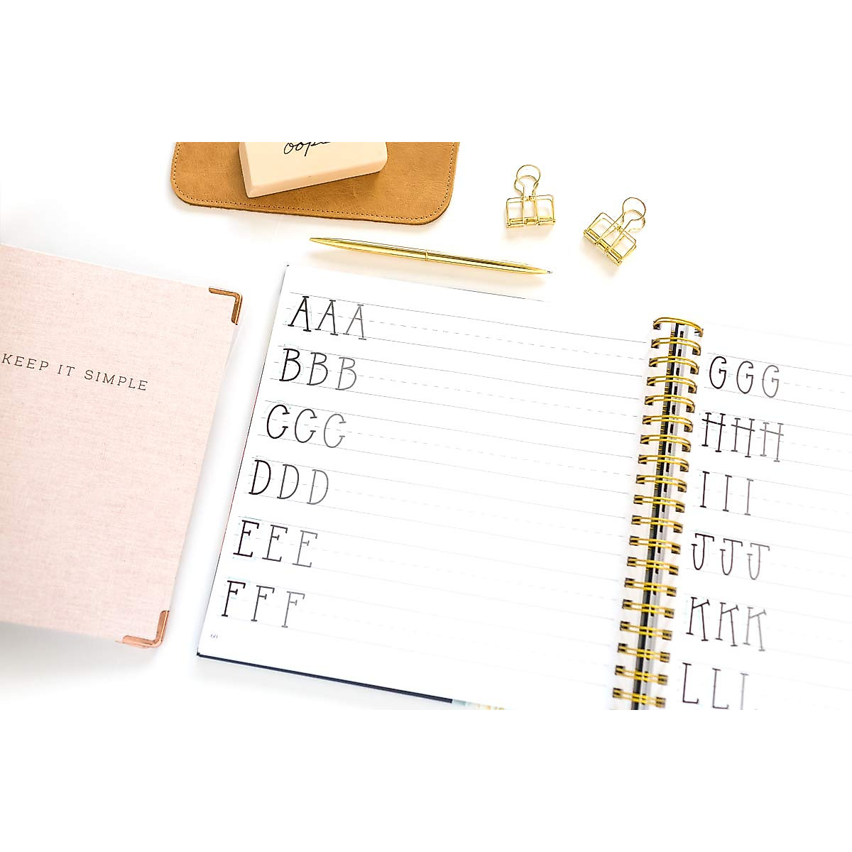 Pretty Simple Lettering: A Step-by-Step Hand Lettering and Modern Calligraphy Workbook for Beginners (Premium Spiral-Bound Hardcover)