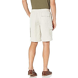 Cubavera Men's Elastic Drawstring Cargo Short, Natural Linen, Small