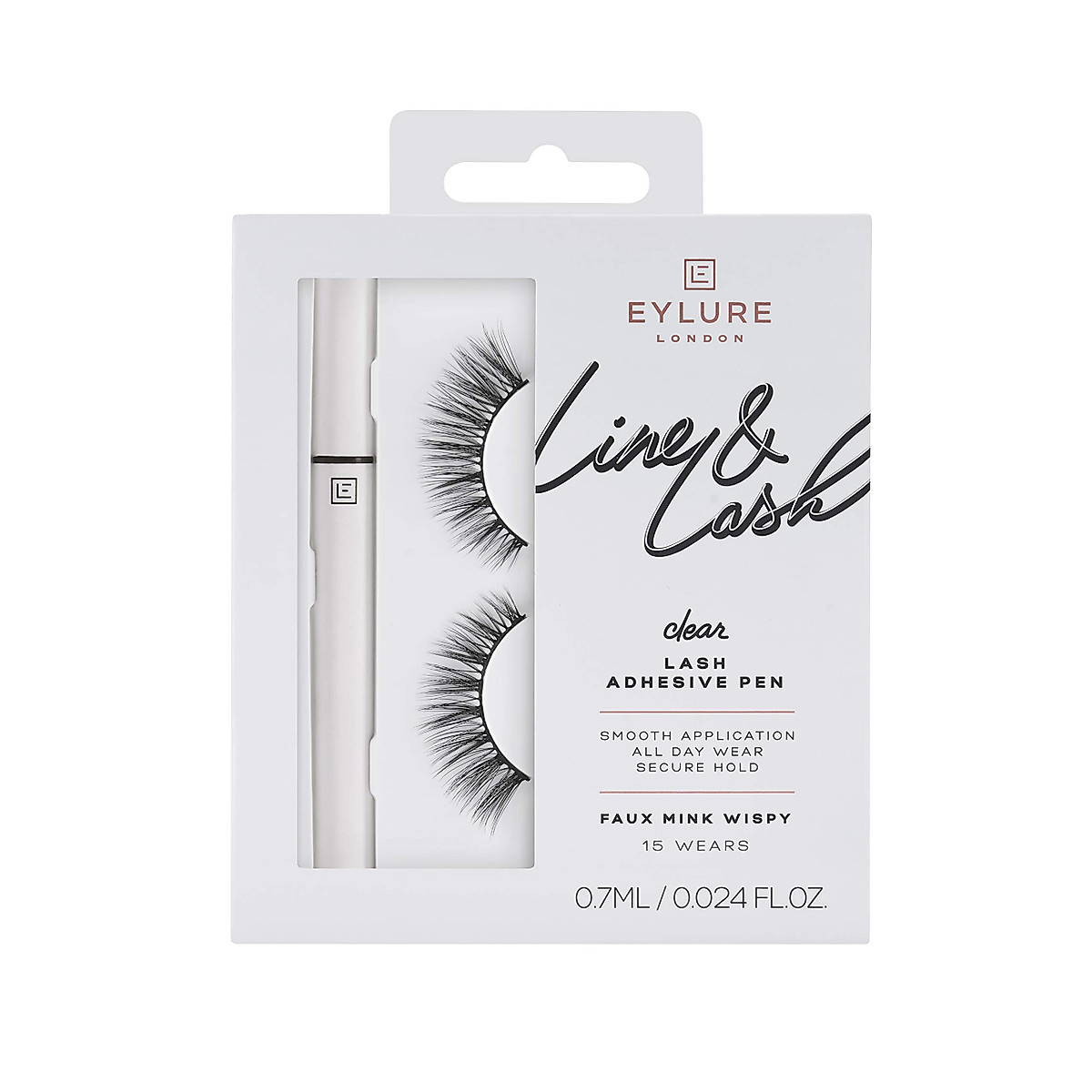 Eylure Line & Lash Kit, Clear Lash Glue Pen and False Lashes, Faux Mink Wispy