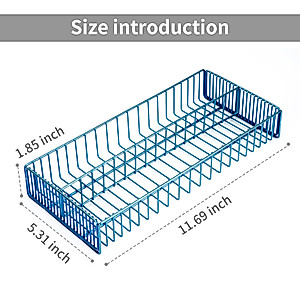 Snailhouse Silverware Organizer, Stainless Steel Utensil Cutlery Flatware Spoon Tray Organizer Holder Storage Box Case Divider for Kitchen Drawer, Blue