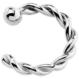 FreshTrends 20 Gauge 1/4" - 14K White Gold Twisted Nose Hoop
