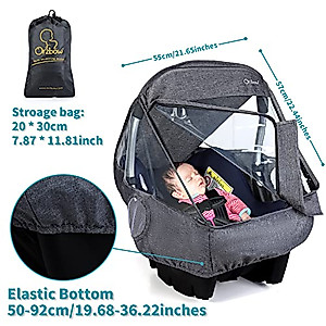 Universal Car Seat Rain Cover,Weather Shield for Infant Car Seat with Storage Bag, Side Ventilation & Handle Opening, Provides Extra Protect Baby During The Covid-19, Baby Travel Accessories(Black)