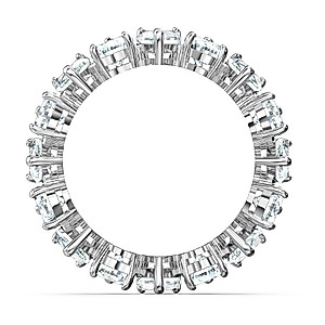 Swarovski Pear Vittore Ring, Ring with Pear-Shaped White Crystal Stones on a Rhodium Plated Setting, Size 6; EU 52