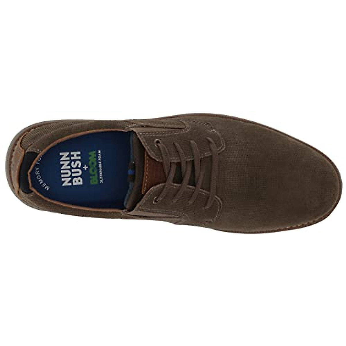 Nunn Bush Men's Otto Plain Toe Oxford Leather Lace Up with Lightweight Sole, Mocha, 11 Wide