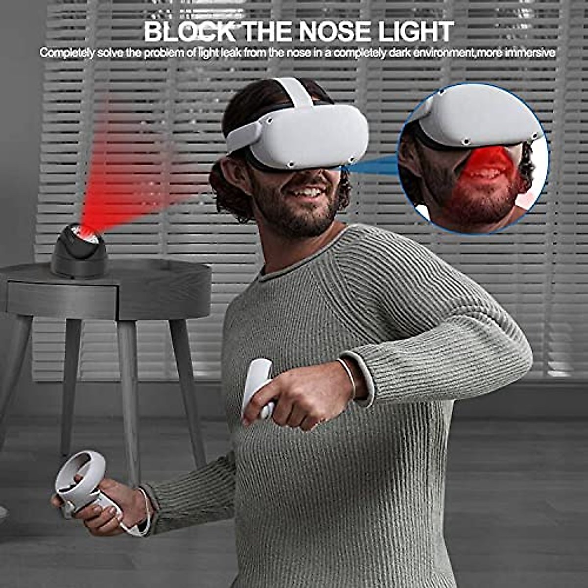 MASiKEN IR Illuminator Infrared Light for Meta Quest, Oculus Quest 2 IR Light Enhance Sensor Tracking Hand and Controllers Sensitivity in Dark, Anti No-Light Disturbance Increase Vision (Black)