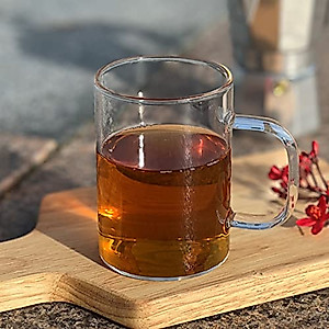 Stylish Handmade Clear Glass Mugs - Set of 2, 14oz, Perfect for Hot or Cold Drinks, Great Gift Idea