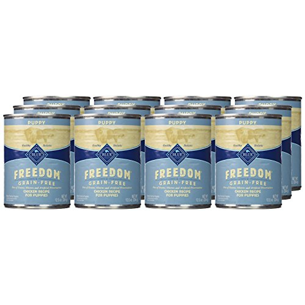 Blue Buffalo Freedom Grain Free Natural Puppy Wet Dog Food, Chicken 12.5oz cans (Pack of 12)