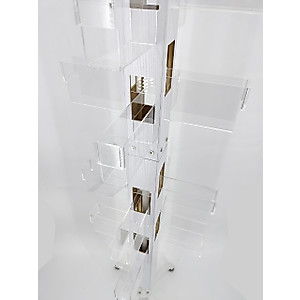 FixtureDisplays® Greeting Card Rack Clear Plexiglass Spinner Retail Spin Rack DVD CD Book Stand 6.25“ Wide Pocket 8.5" High 20 POCKETS 10024-NF