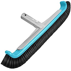 POOLWHALE Premium17.5 Swimming Floor & Wall Pool Brush, Aluminum Back Cleaning Brush Head Designed for Cleans Walls, Tiles & Floors, Nylon Bristles Pool Brush Head with EZ Clips