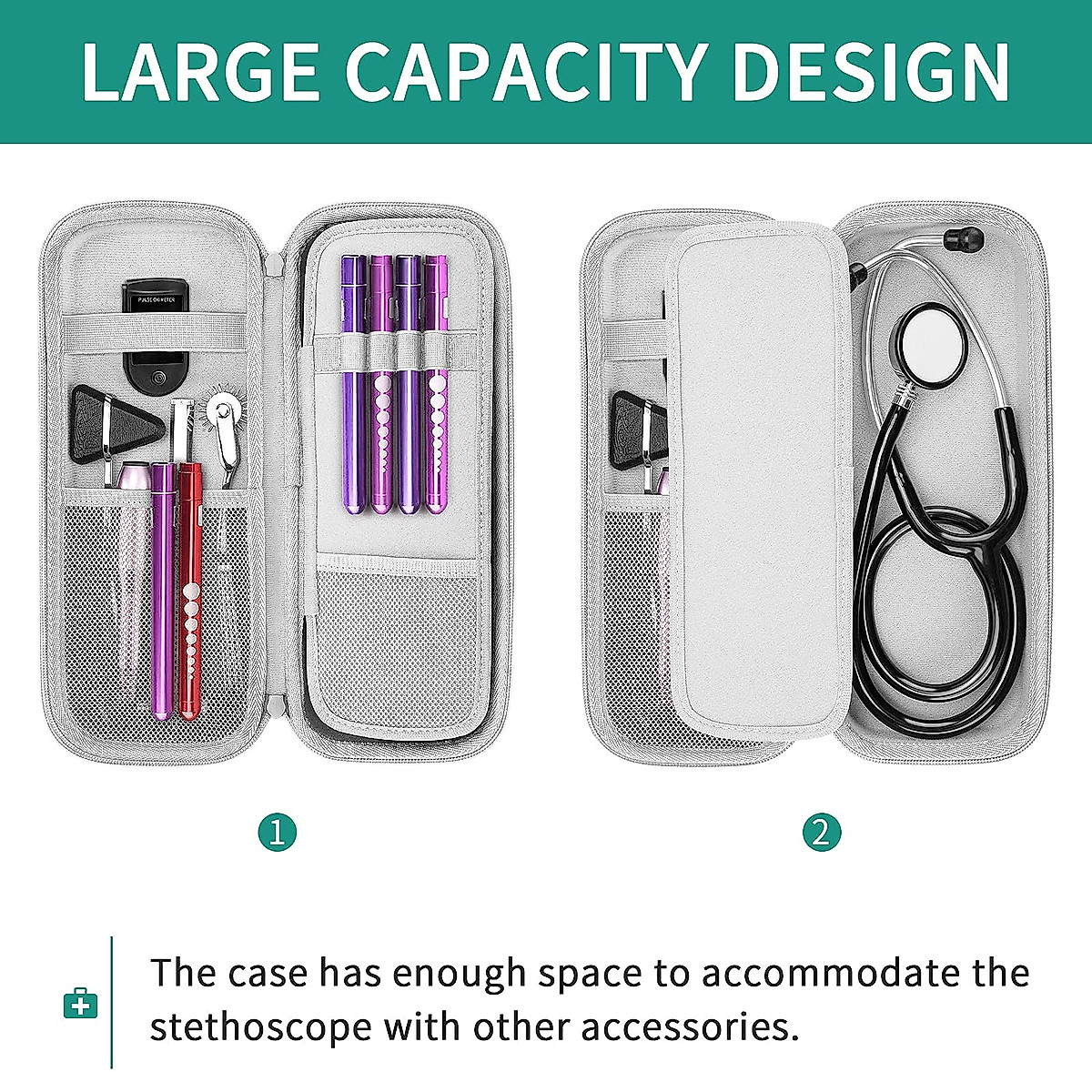 Yinke Case for Stethoscope 3M Littmann Classic III/Lightweight II S.E./Cardiology IV, Nurse Gift Hard Organizer Portable Carry Travel Cover Storage Bag