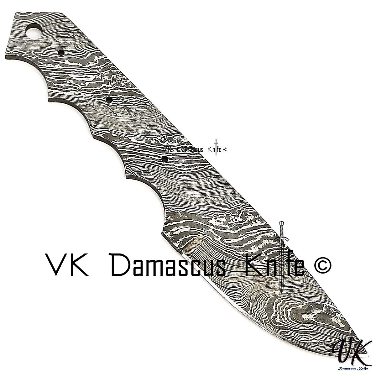 Damascus Knife Blanks for Knife Making Supplies Diy 8 inch Full Tang Edc Hunting Knife Blade Blank, Diy JNR 2174