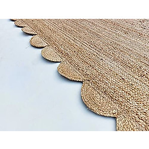 Agro Richer Rug Beige Scloop Design Hand Braided Home Living Room Floor Carpet Living Room Farmhouse Carpet Rag Rug (90 x 360 CM (3x12 Feet) Rectangle)