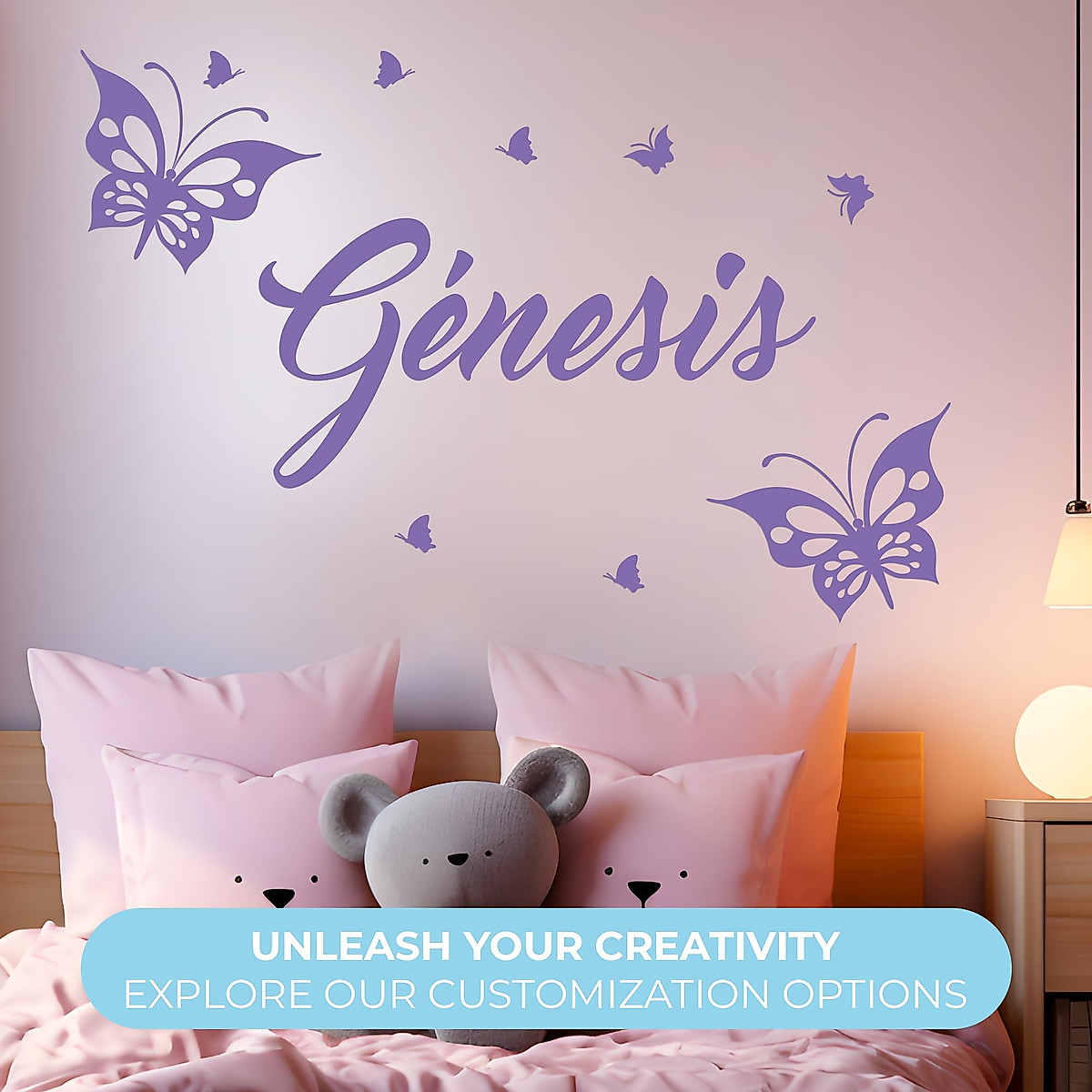 Personalized Name Butterfly Wall Decals I Butterfly Decorations for Girls Room Decor I Baby Nursery Wall Decal I Butterfly Wall Decor for Birthday I Pink Butterfly Wall Decor