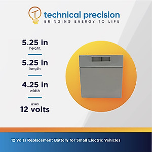 Technical Precision 12V Battery for Ford Mustang P8195 Power Wheels Fisher Price Rechargeable Gray Battery - 1 Unit