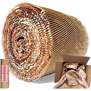 AlexHome Honeycomb Packing Paper,15" W x 200' L,Eco Friendly Biodegradable Bubble Cushioning Wrap,Honeycomb Wrapping Paper,Recyclable Cushioning Packing Material,Packing Paper Roll, Packing Supplies