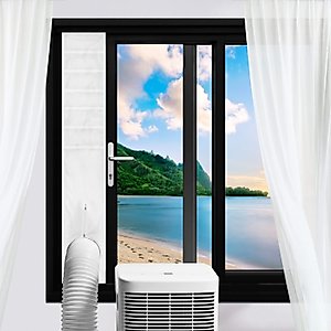 YoleShy Portable AC Window Seal for AC Unit, Portable AC Window Kit for Portable Air Conditioner Window Seal 25X102~160 cm AC Window Vent Kit with Zip and Adhesive Fastener AC Unit Window Seal