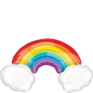 Burton & Burton Rainbow with Clouds Foil/Mylar Balloon, 37"