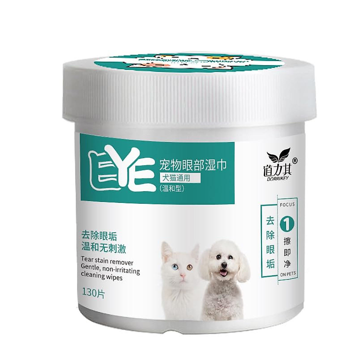 Pet Cleaning Tear & Ear Wax Wipes, 130 Sheets Each, Non-Woven Material, Gentle Eye Wipes for Cleaning Eye Boogers, for Dogs & Cats