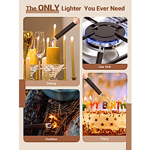 Candle Lighter Valentines Day Gifts for Her Him Wife Girlfriend Rechargeable Electric Long Lighters for Kitchen Home Camping Gift for Women Men Adults