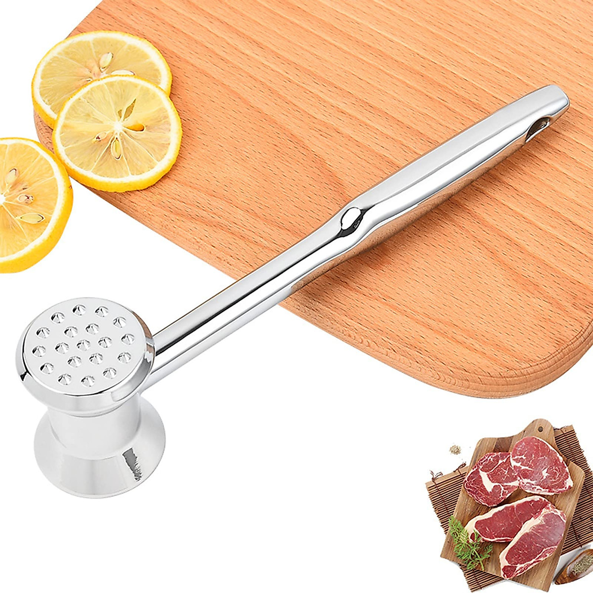 Household Stainless Steel Loose Beef Mace Steak Tender Meat Beat Hammer Kitchen Meat Hammer Meat Tenderizer Meat Hammer Dishwasher Safe Tenderizer Cooking Utensils