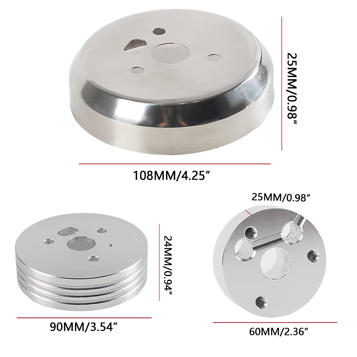 YIUIY 5 & 6 Hole Billet Steering Wheel Hub Adapter Silver