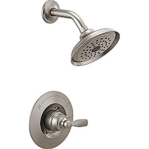 Delta Faucet Woodhurst 14 Series Single-Handle Shower Trim Kit, Shower Faucet with Single-Spray Touch-Clean Shower Head, Stainless T14232-SS (Valve Not Included)