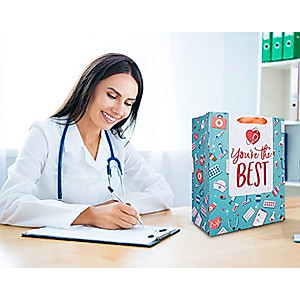 FaCraft Graduation Gift Bags,13"x 10.4"x 5.9" Nurse Doctor Graduation Gift Bag,Large Gift Bag with Tissue Paper for Nursing School Grads,Medical School Graduate,Social Worker,Occupational Therapist
