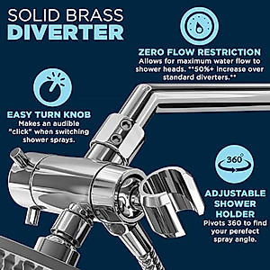 ALL METAL Dual Shower Head Combo – CHROME - 8 Inch Rainfall High Flow Shower Head & Handheld Shower Head High Pressure with Hose 6ft - Hotel-like Luxury Double Shower Heads with Rain Shower Sprayer