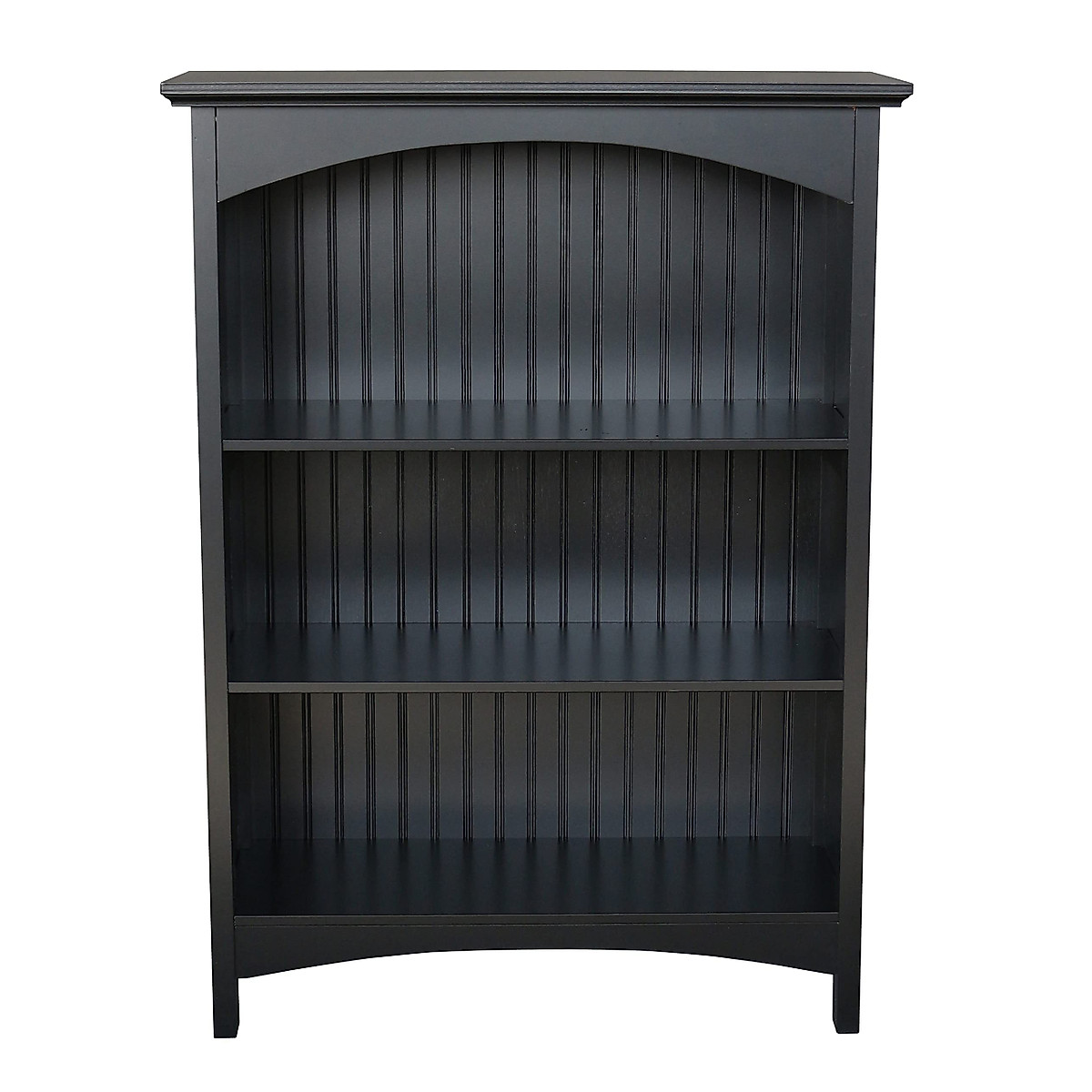 eHemco 3 Tier Bookcase with 2 Arched Supports, 40 Inches, Black