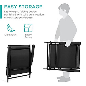 Best Choice Products Set of 2 Outdoor Patio Chaise Lounge Chair Adjustable Reclining Folding Pool Lounger for Poolside, Deck, Backyard w/Steel Frame, 250lb Weight Capacity - Black