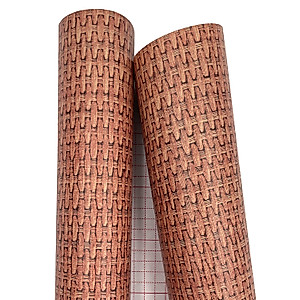 Yifely Light Brown Weave Wood Grain Furniture Paper Self-Adhesive Shelf Liner Door Sticker 17.7 Inch by 9.8 Feet