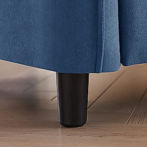 Pingliang Home 80" Sectional Sofas for Living Room, 3 Seat L Shaped Couch with Reversible Ottoman, Modern Linen Fabric Small Sectional Couch for Apartment Small Space, Navy Blue