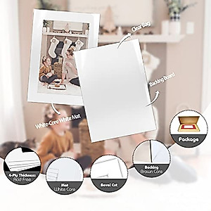 Pack of 100 5x7 WHITE Picture Mats Mattes with White Core Bevel Cut for 4x6 Photo + Back + Bags