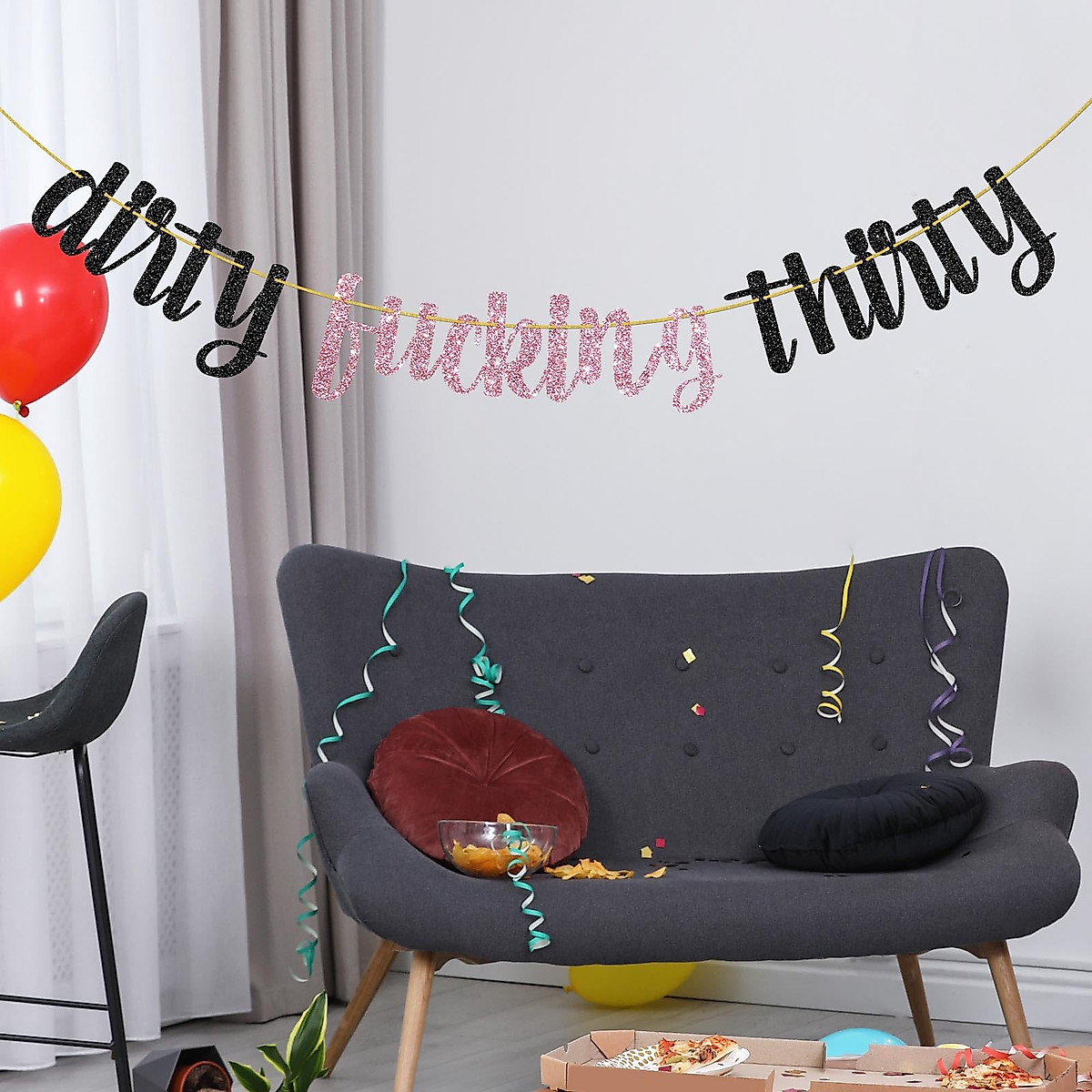 Dalaber Dirty Thirty Banner, Funny 30th Birthday Party Sign, Dirty 30 / Cheers to 30 Years, Girls Women 30th Birthday Party Decoration Bunting Garland Photo Booth Props