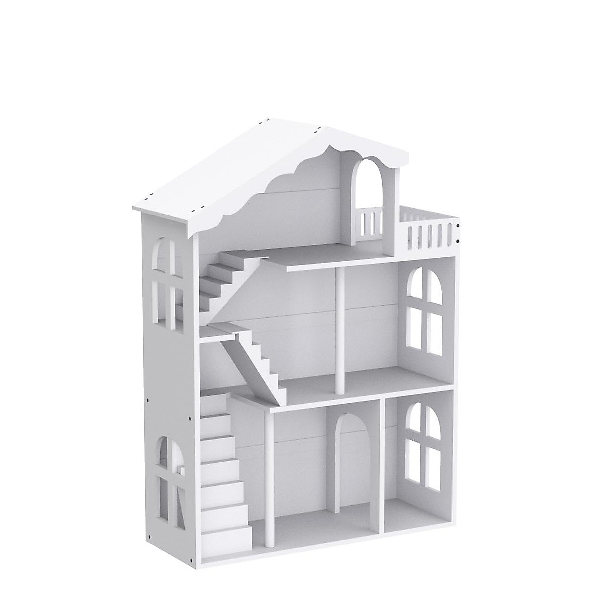 YFDZONE Dollhouse Bookshelf, Wooden Kids Bookshelve Children Doll House Toy Storage 3-Tier Bookcase for Books Gift for Girls Ages 3-7+
