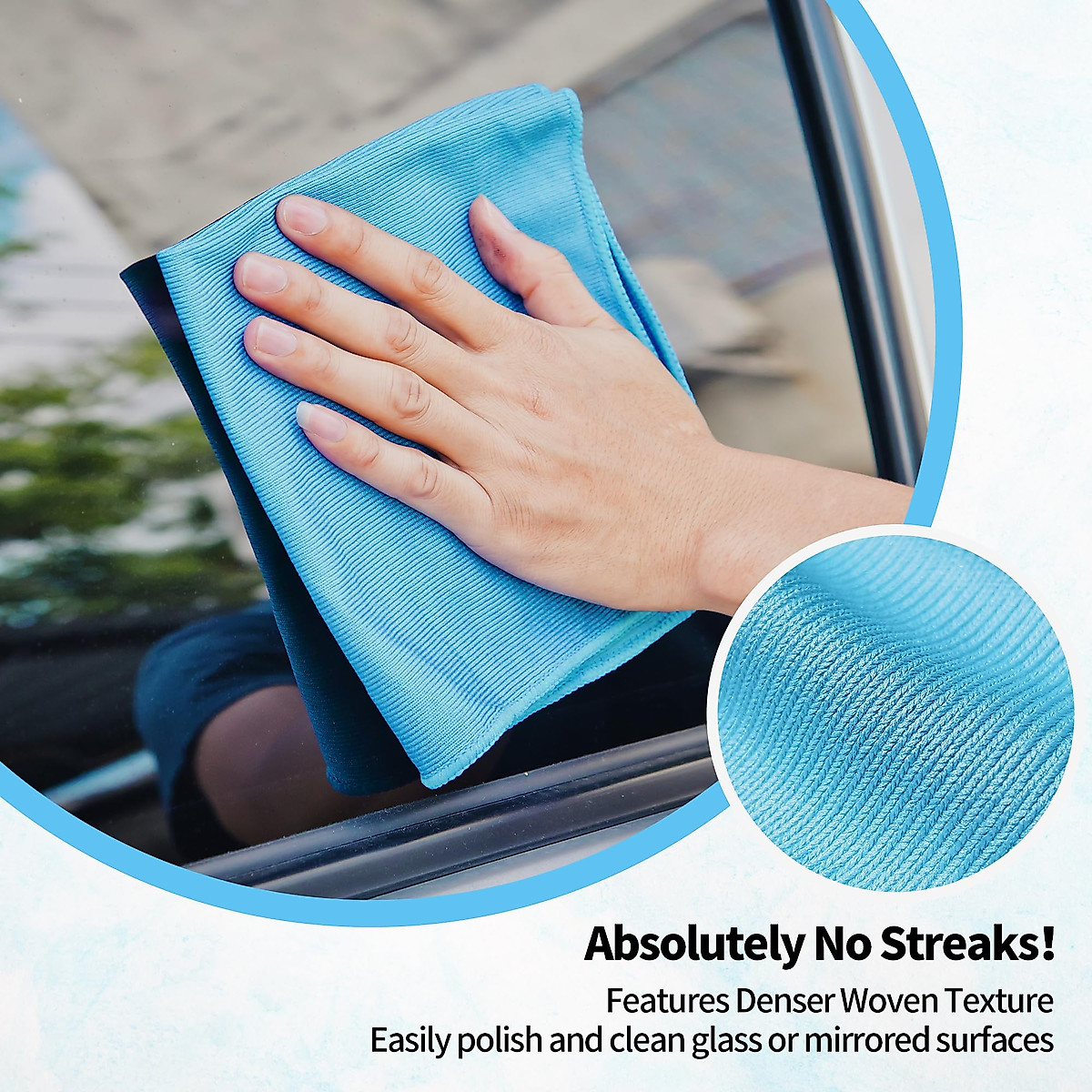 HOMERHYME Microfiber Glass Cleaning Cloth, 6 Pack Window Cleaning Cloth Glass Cleaning Towels, Reusable Lint Free Microfiber Towels for Glasses,Screens,Mirrors,Windshields & Stainless Steel,16"x14"