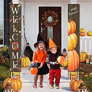 Fall Banner Decorations Outdoor Porch Sign Fall Harvest Festival Banner Thanksgiving Decorations for Pumpkin Autumn Front Door Outside Yard Party Supplies