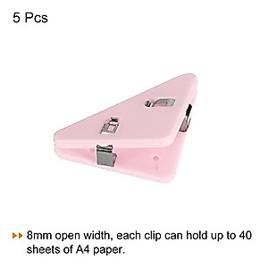 PATIKIL Multifunctional Document Clip,5Pcs Triangular Clips for Books Pages, Prevent Books Curling for Office, Reading Markers Clips, Pink