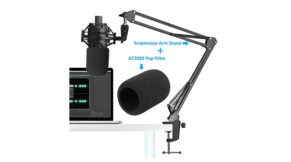 Audio-Technica AT2020 Mic Boom Arm & Windscreen
