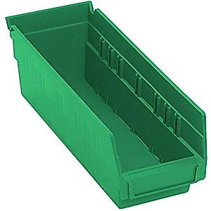 Quantum Storage Systems QSB101GN 36-Pack 4" Hanging Plastic Shelf Bin Storage Containers, 11-5/8" x 4-1/8" x 4" , Green