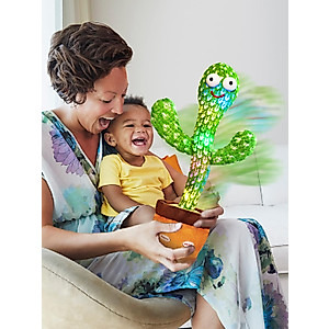 Keculf Cactus Toy - Talking, Singing Cactus Toy, Mimicking Musical Cactus with LED Light, Repeats What You Say with Songs in English for Babies Cactus Toy Mimic Gift Box Packaging