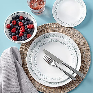 Corelle Vitrelle 4-Pieces 10.25" Glass Dinner Plates, Chip & Crack Resistant Glass Dinnerware Set Plates, Country Cottage