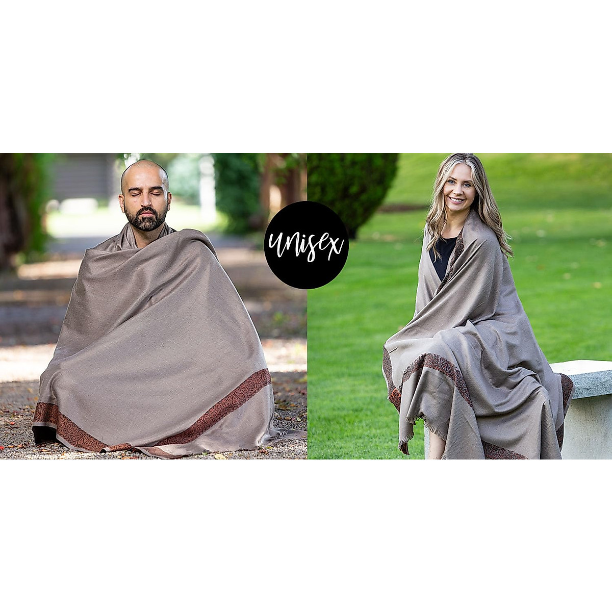 Om Shanti Crafts Meditation Shawl or Meditation Blanket, Wool Shawl/Wrap, Oversize Scarf/Stole. Indian Blanket. Unisex
