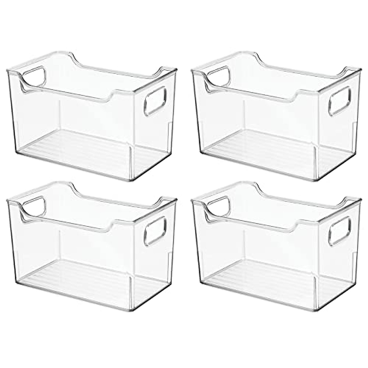 mDesign Deep Plastic Storage Organizer Container Bin, Game and Comic Organization for Cabinet, Cupboard, Playroom, Shelves, or Closet - Holds Video Games, Tablets, DVDs, or Controllers, 4 Pack, Clear