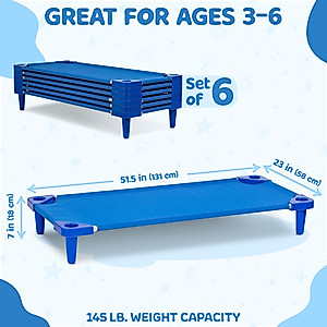 Houseables Daycare Cots, Kids Cot, Toddler Cot, Cots For Kids, Preschool Cots, Cot Bed For Kids, Child Cot, Nap Cots, Toddler Sleeping Cot, Childrens Cots For Sleeping, Portable & Stackable Cots, 6 PK