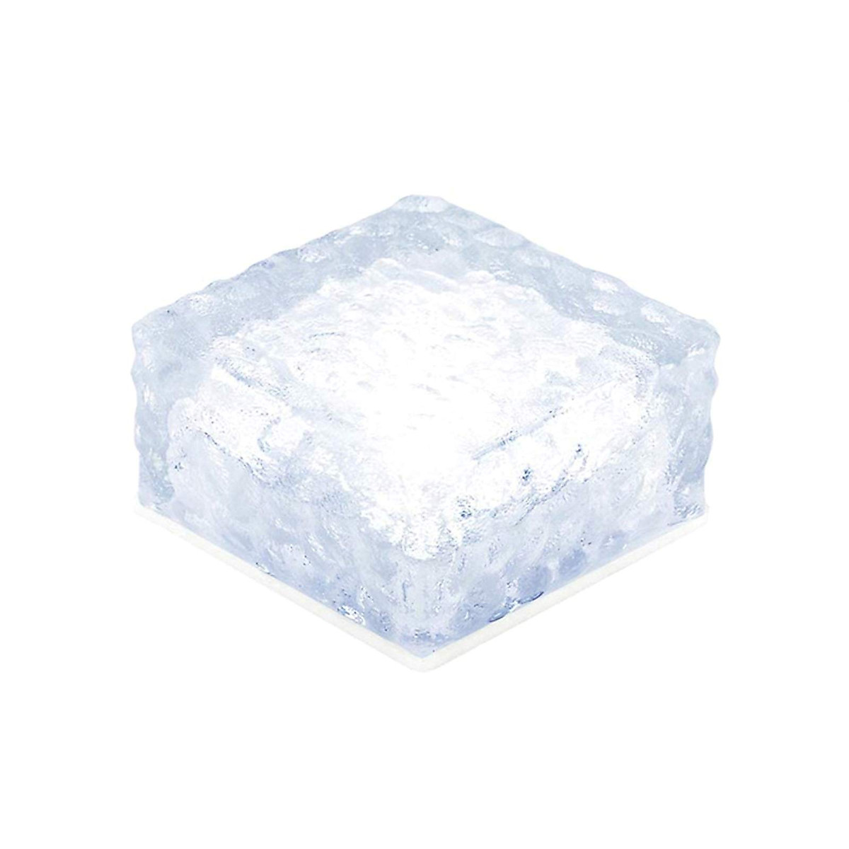 Blingbin Solar Led Ice Brick Lamp, Ice Square Cube Glass Light Solar-Powered Intelligent Light Control Waterproof Ice Block Floor Lawn Light for Garden Corridor Pathway Patio, Transparent