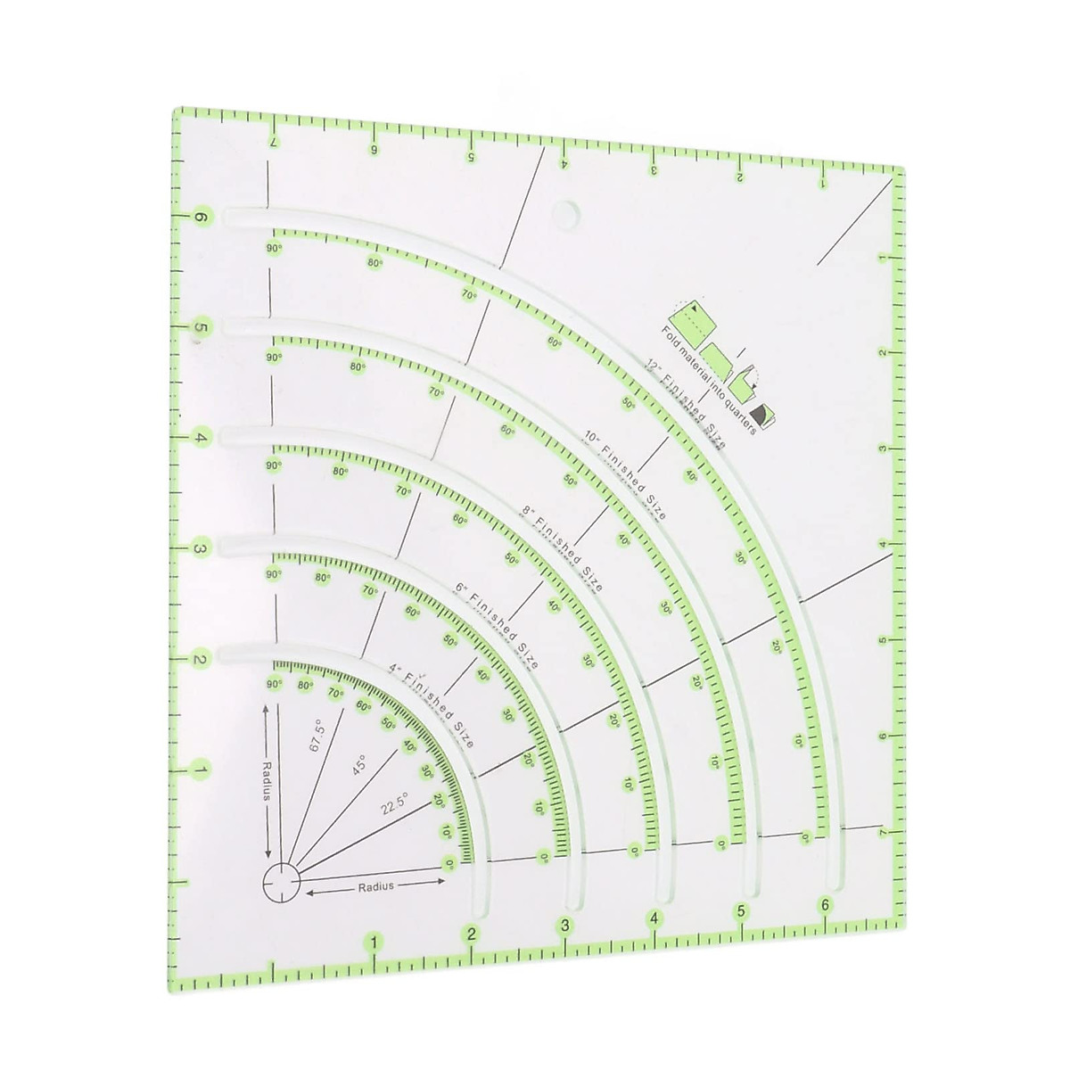 8 Inch Acrylic Quilting Ruler Multifunctional Clear Arcs Fans Quilt Circle Cutter Ruler for Patchwork Sewing Craft Tool