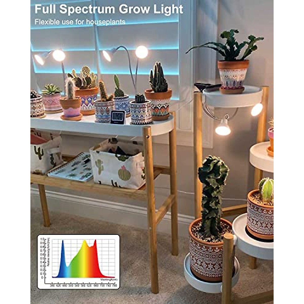 APLANT Grow Lights, Dual Head Plant Light for Indoor Plants, 360° Adjustable Gooseneck Plant Light with 6/10/12H Timer, Full Spectrum Clip-on Grow Lamp for Herb Garden/Succulents Growth