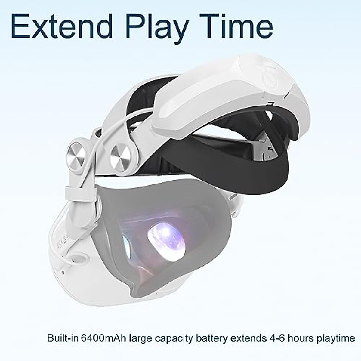8VR Head Strap with Battery for Oculus Quest 2, Adjustable Elite Strap with 6400mAh Battery Pack for Enhanced Comfort and Playtime in VR, Fast Charging and Counter Balance for Quest 2 Accessories
