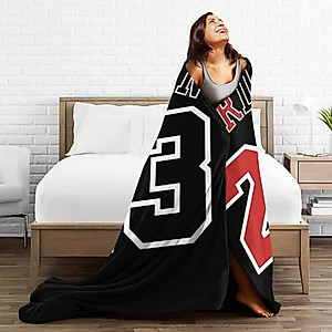 Jordan 23 Basketball Flannel Abstract Throw Blanket, Super Soft Fleece Decorative Blankets, Warm, Cozy, Plush, Fuzzy Microfiber Blanket for Couch Bed Sofa, Black